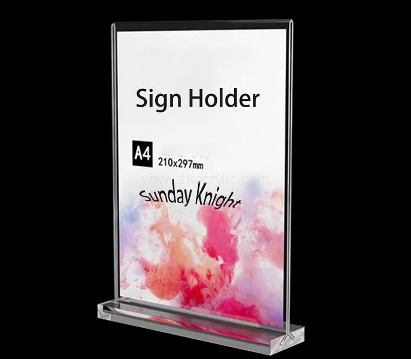 Wholesale custom plexiglass T shape double sided sign holder SH-979